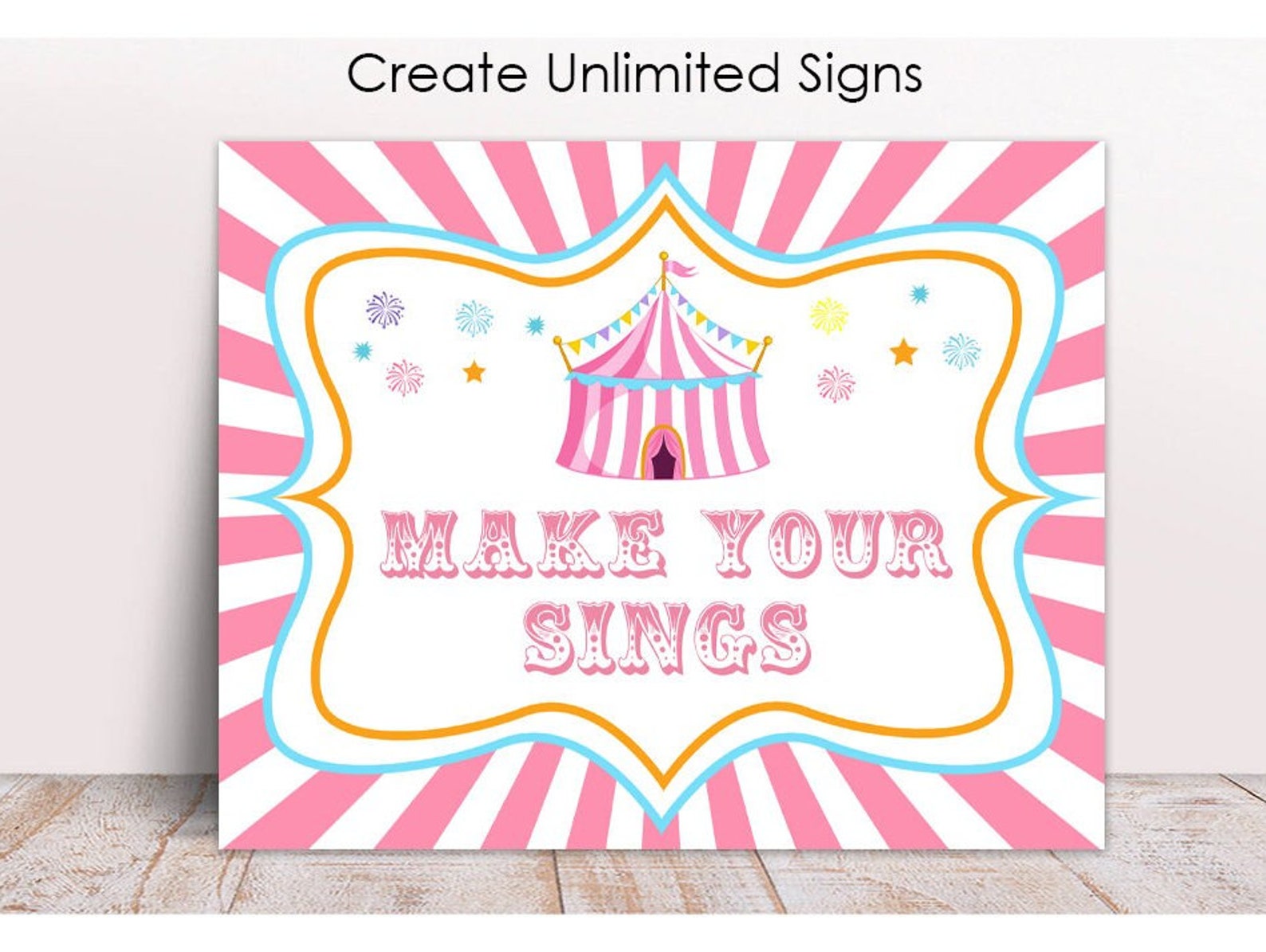 Editable Pink Carnival Party Sign Printable Circus Tent - Etsy