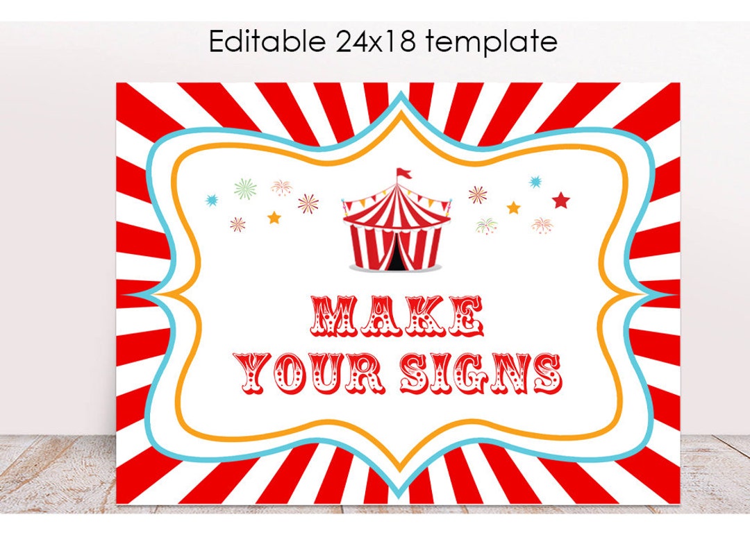 Editable Carnival Party Sign, Printable, Circus Tent Sign, Circus ...