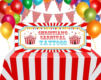 Carnival Birthday Party Printable Sign, Carnival Tattoos Sign, Tattoo ...