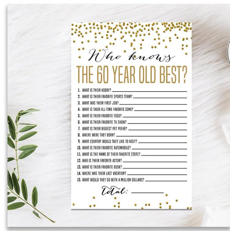 Buy Gold 60th Birthday Game Printable 60th Birthday Party Online in ...