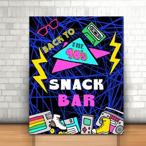 Retro Snack Bar Sign, 8x10, Printable Retro Party Sign, Back to the 90s ...