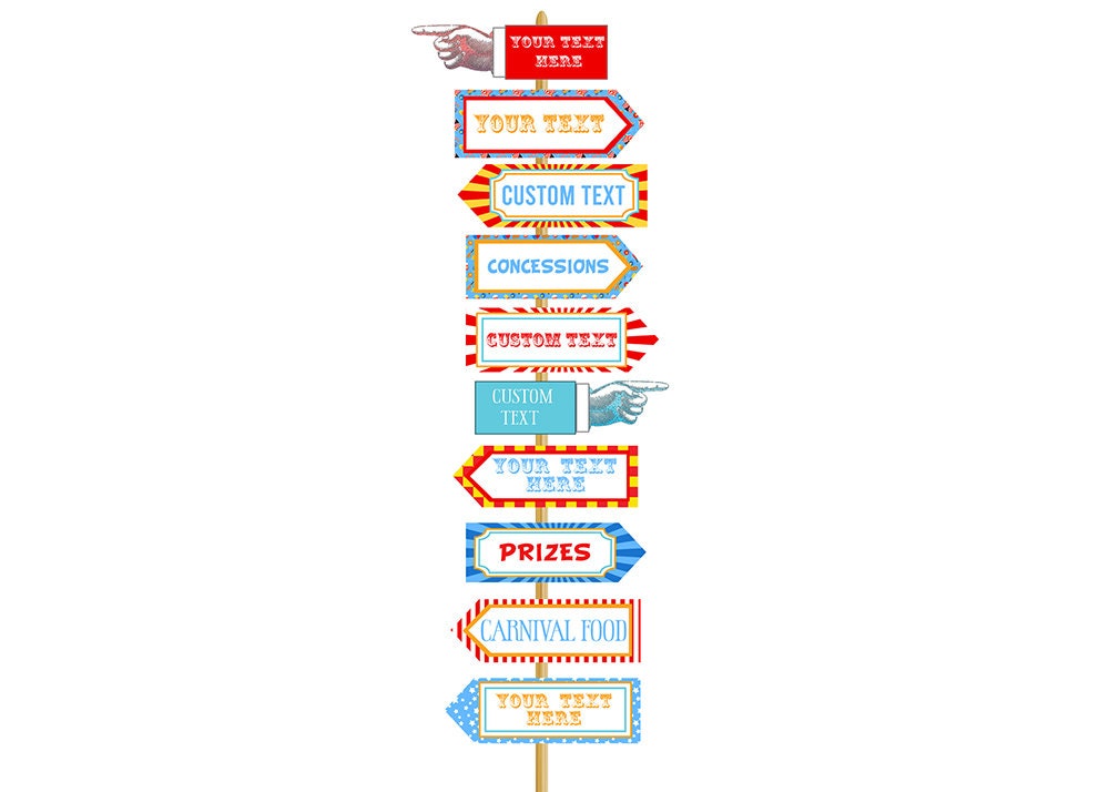 Editable Carnival Signs Direction Arrows, Circus Arrows, Printable ...