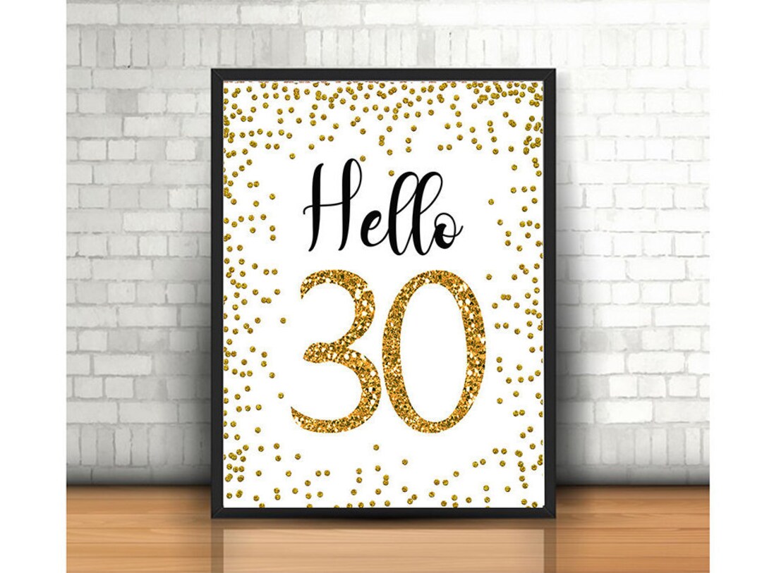 30th Birthday Decoration, Gold Hello 30 Sign, Cheers to 30 Years, 30th ...