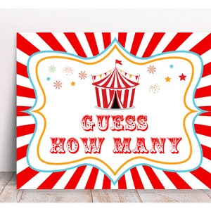 Carnival Birthday Signs, Carnival Guess How Many Activity, Sign and ...