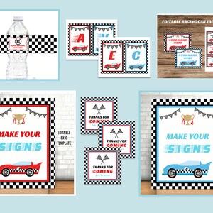 Race Car Party Printable Decorations & Invitation Template Bundle, Two ...