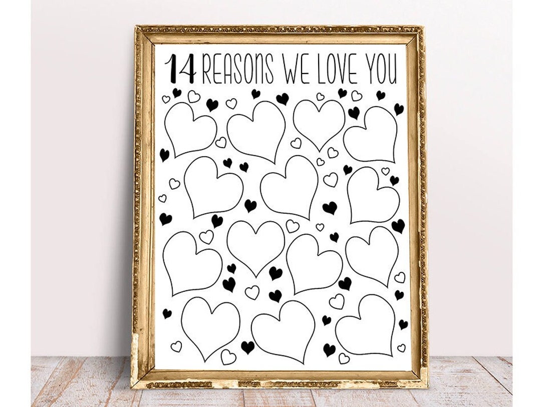 14 Reasons We Love You, 8x10, 11x14, 16x20, Birthday Gift for Her ...