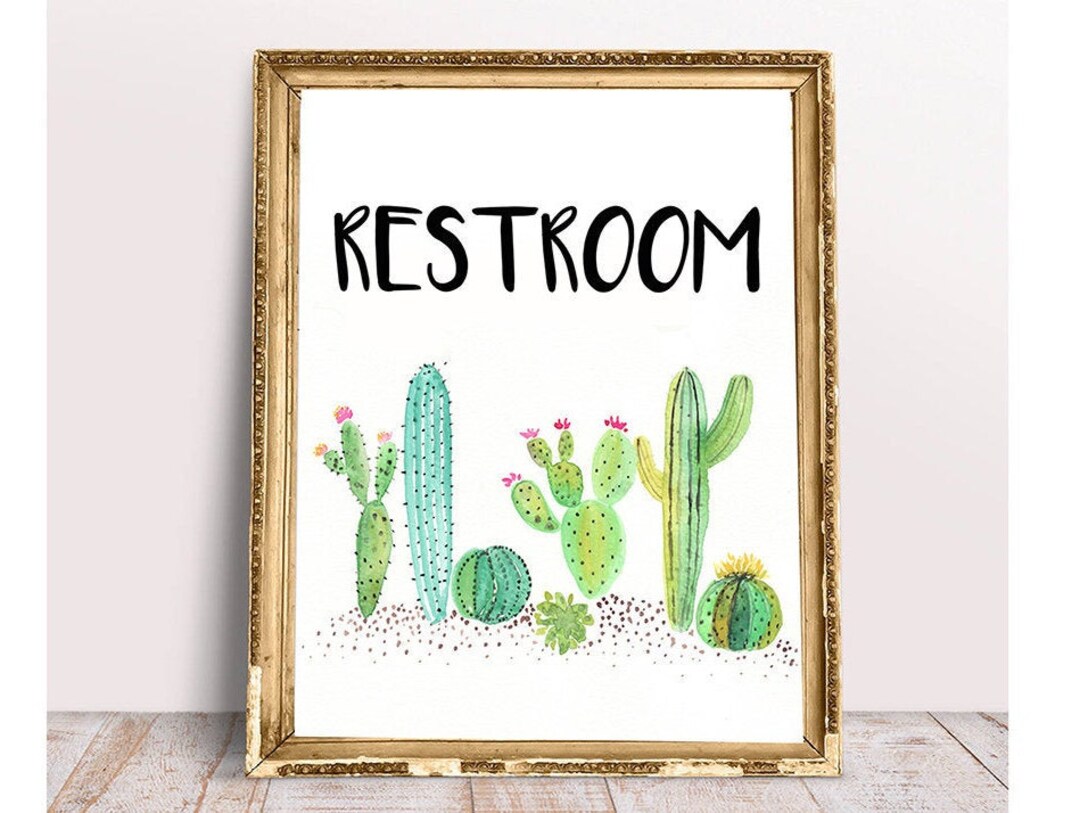 Cactus Party Restroom Sign, Printable Cactus Sign, Birthday Sign ...