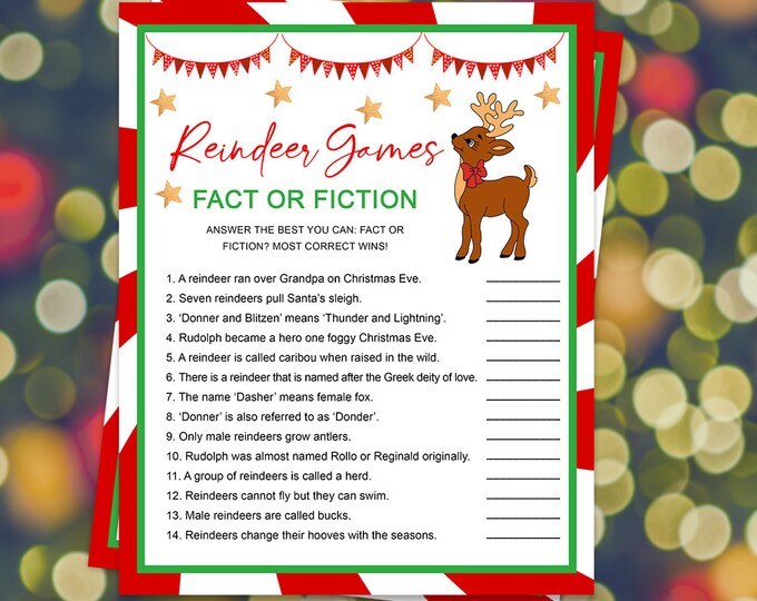 Reindeer Games Trivia Game | Fact or Fiction | True or False ...