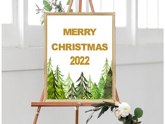 Gold Merry Christmas Sign Printable 8x10 16x20 Gold - Etsy