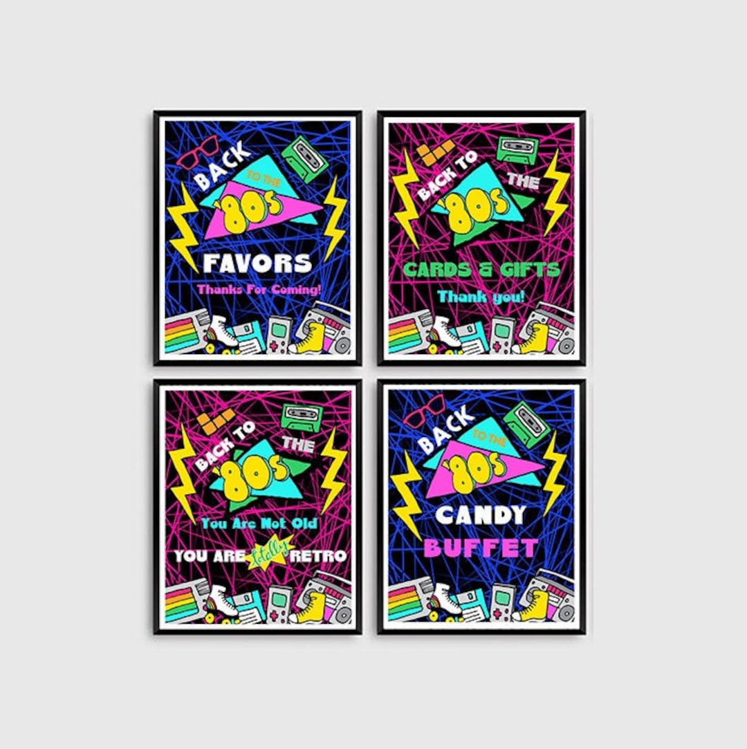 Retro Party Signs Bundle, Back to the 80s, 80s Themed Party, Retro ...