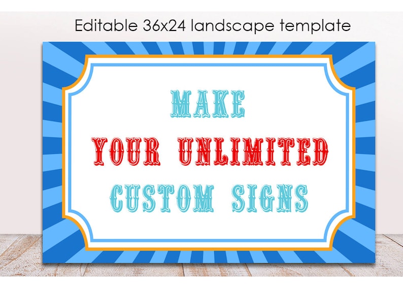 Editable Carnival Party Sign, 36x24, Printable Circus Welcome Sign ...