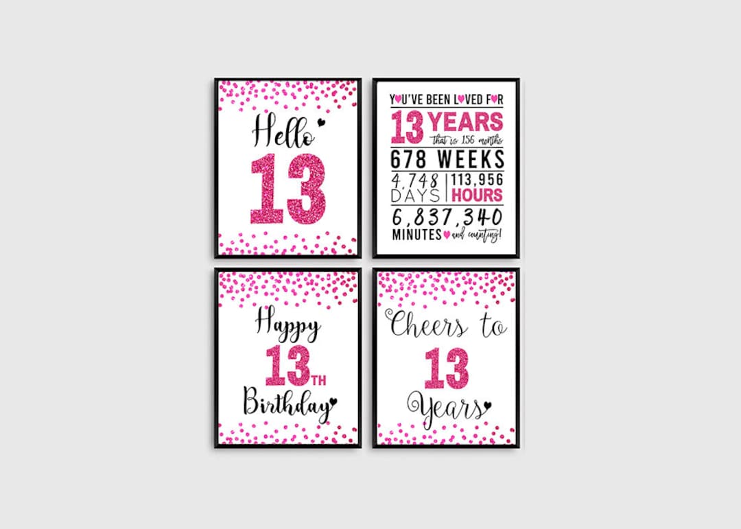 13th Birthday Signs Bundle, Cheers to 13 Years, Hello 13, Happy 13th ...