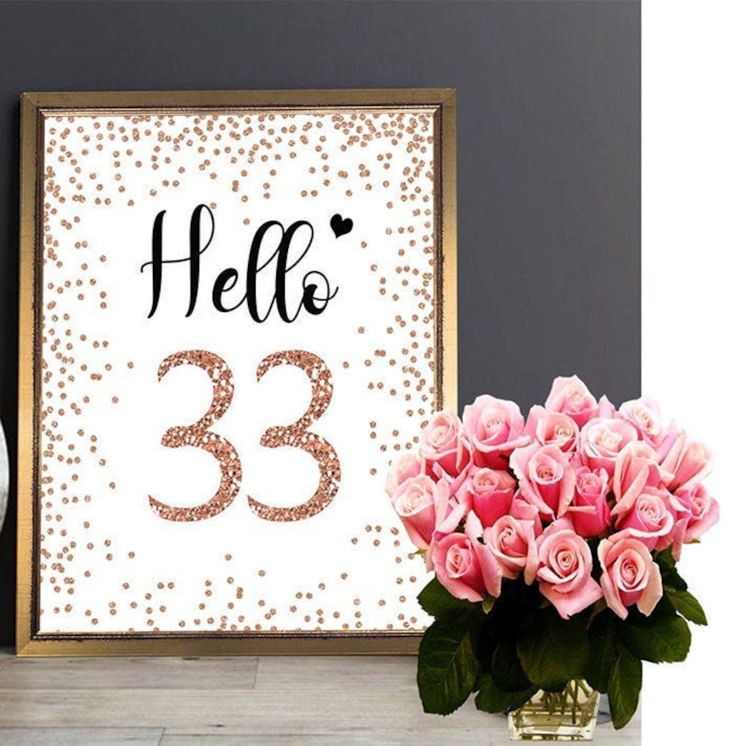 Hello 33 Sign, Cheers to 33 Years, 33rd Birthday Sign, 33rd Anniversary ...