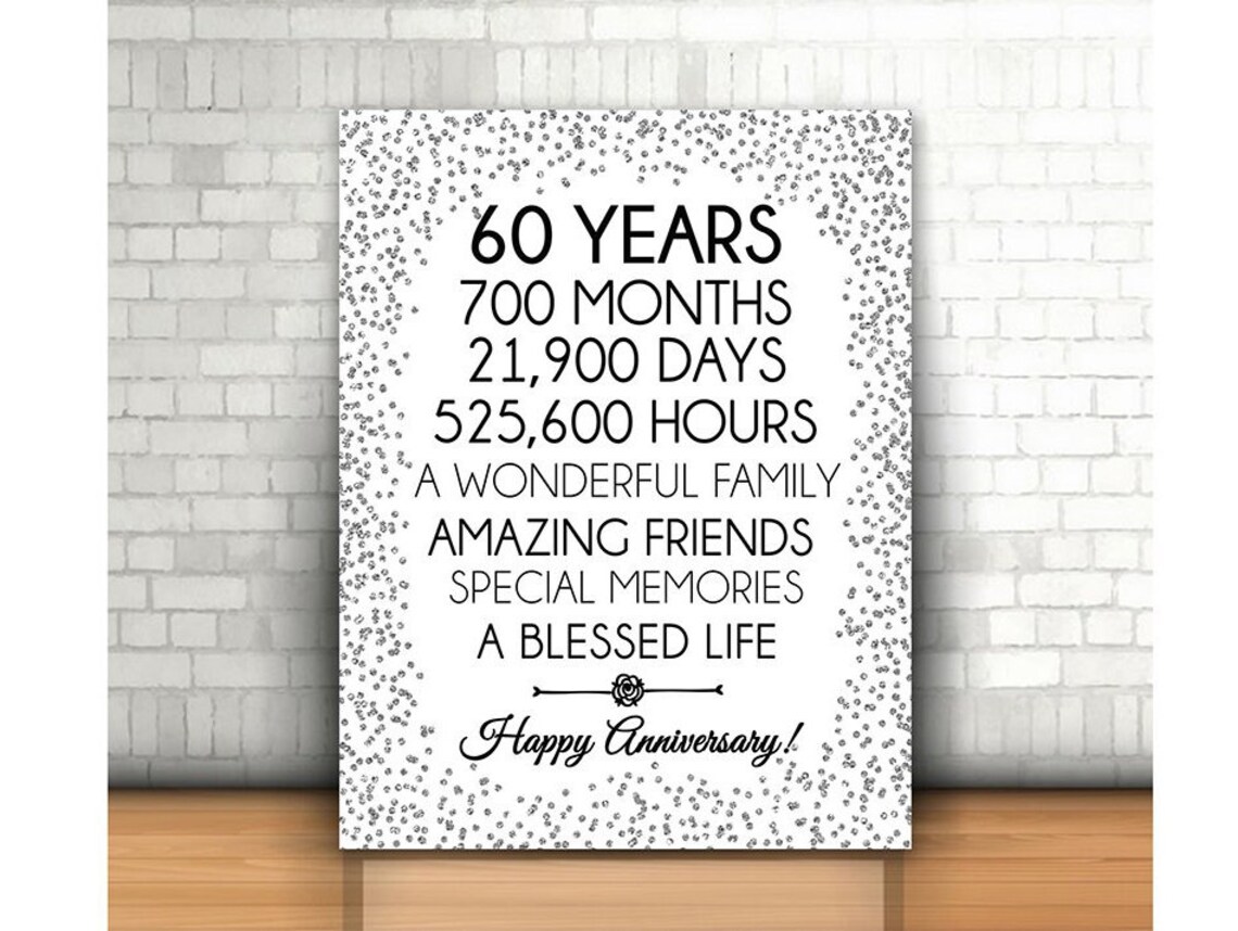 60th Anniversary Sign 8x10 60th Party Decoration 60th - Etsy