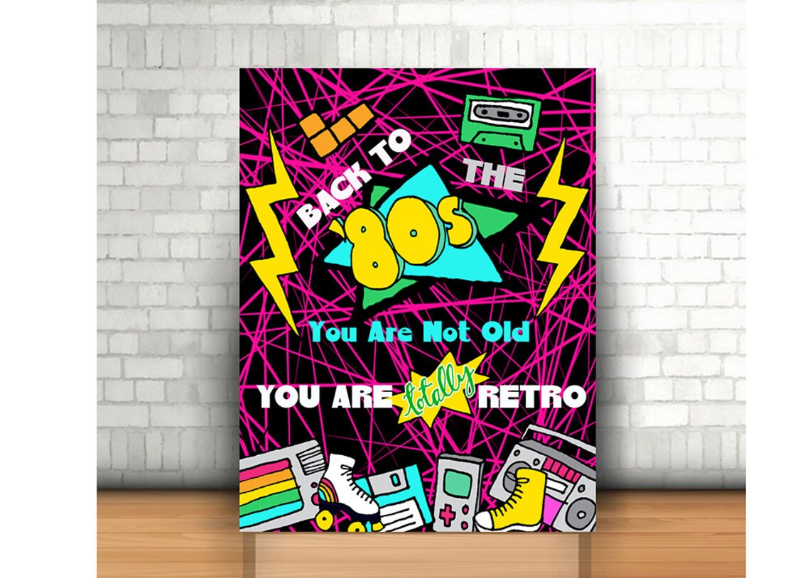 Printable Birthday Sign Retro Party Sign 80s Themed Party - Etsy