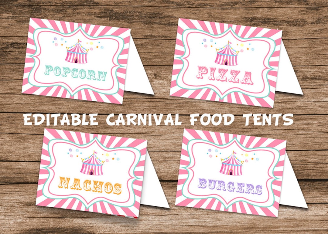 Editable Carnival Food Tent, Printable, Pink Circus Tent Template ...