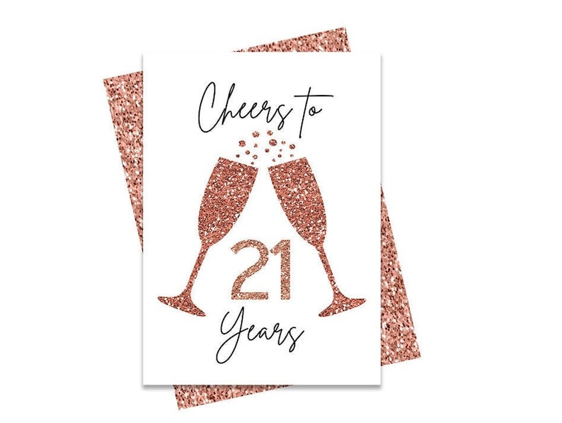 Rose Gold 21st Birthday Card Printable Birthday Card Cheers - Etsy
