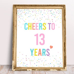 Pastel 13th Birthday Signs Bundle, Cheers to 13 Years, Hello 13, Happy ...