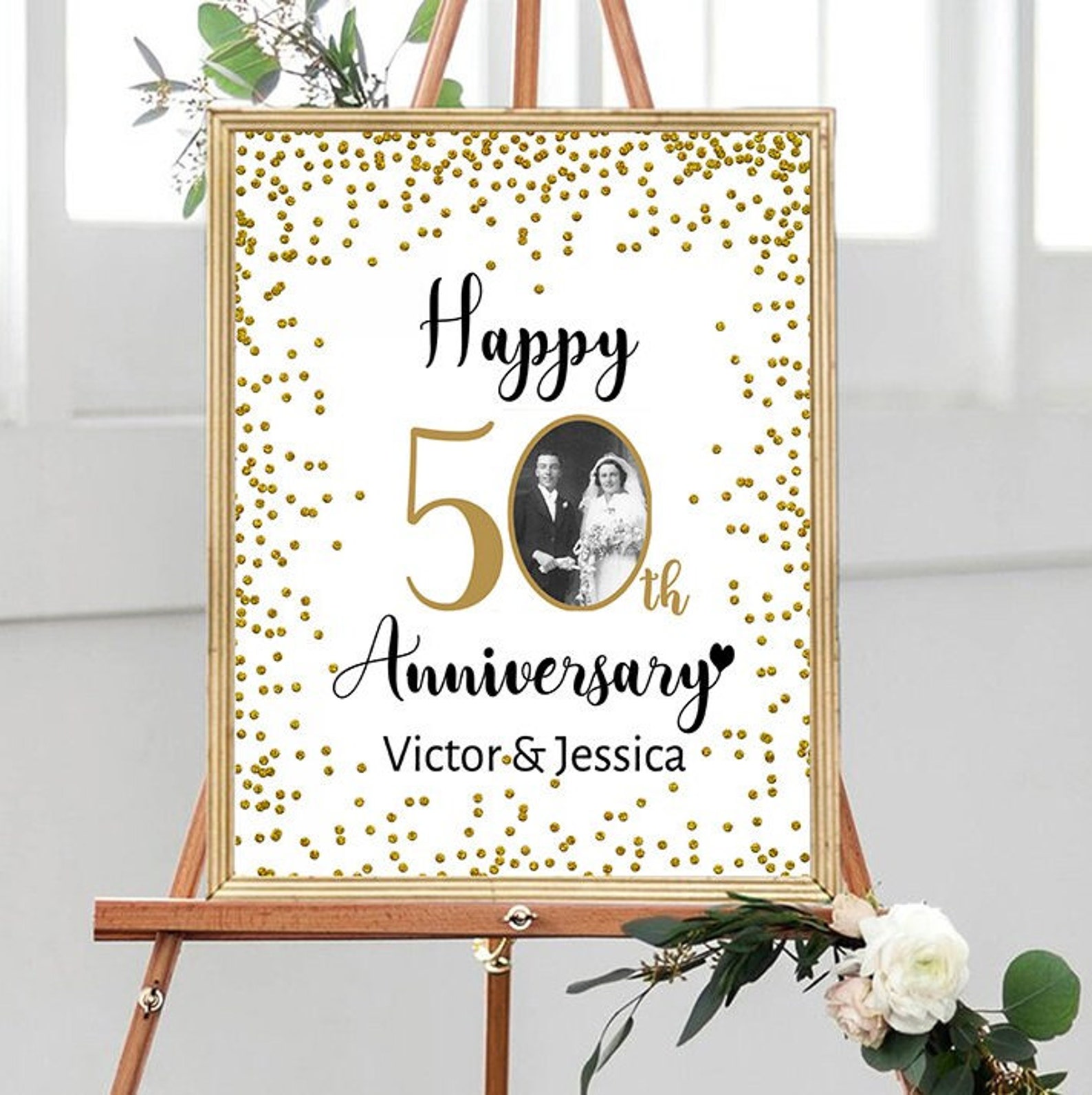 Custom Any Age Anniversary Sign Photo Anniversary Sign - Etsy