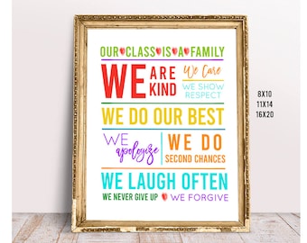 Our Class is A Family Printable, Teacher Bulletin Board, Classroom ...
