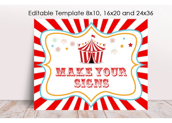 Editable Carnival Party Sign Printable Circus Tent Sign - Etsy