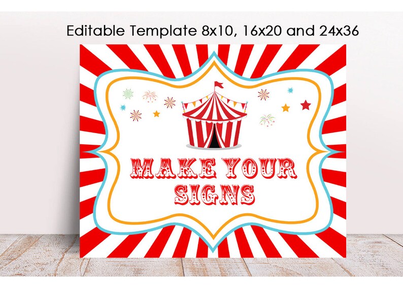 Editable Carnival Party Sign Printable Circus Tent Sign - Etsy