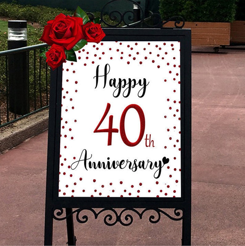 Happy 40th Anniversary 8x10 16x20 Cheers To 40 Years 40th Etsy