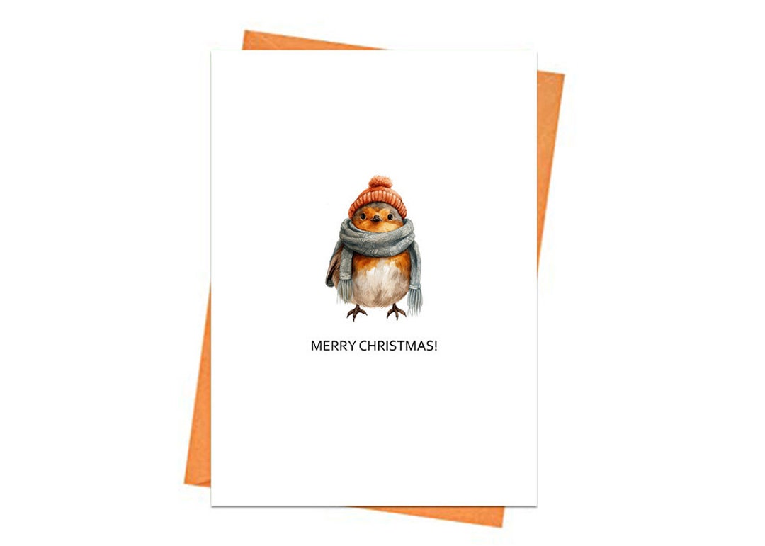 Christmas Robin Card Printables, Winter Card, Christmas Greeting Card ...