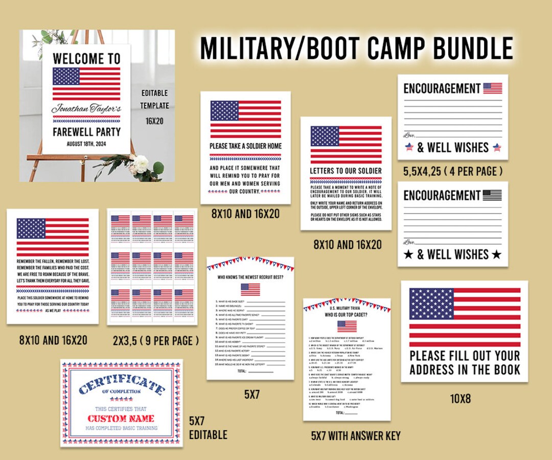 Military Party Bundle, Party Signs & Decorations, Printable Package Set ...