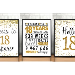 18th Birthday Signs Bundle, Cheers to 18 Years, Hello 18, Happy 18th ...