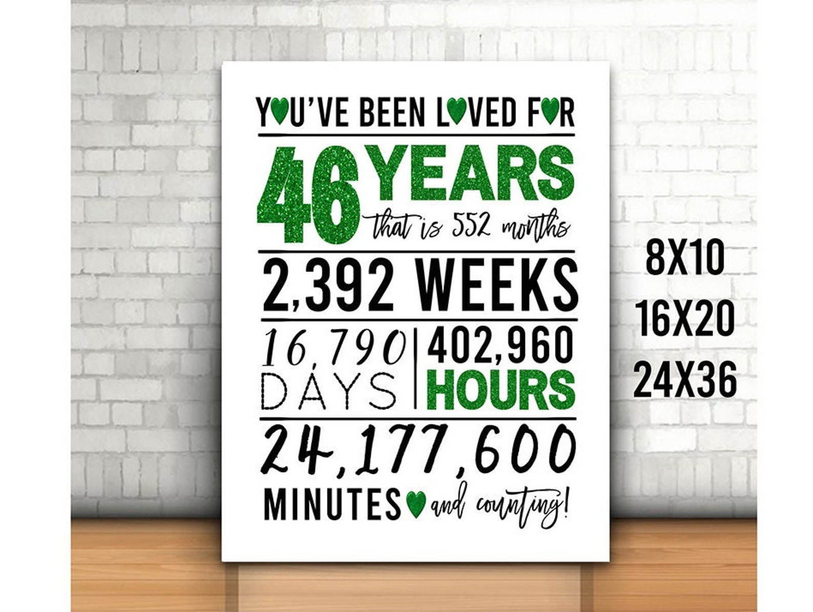 Green 46th Birthday Sign, Cheers to 46 Years, Happy 46th Birthday, 46th ...