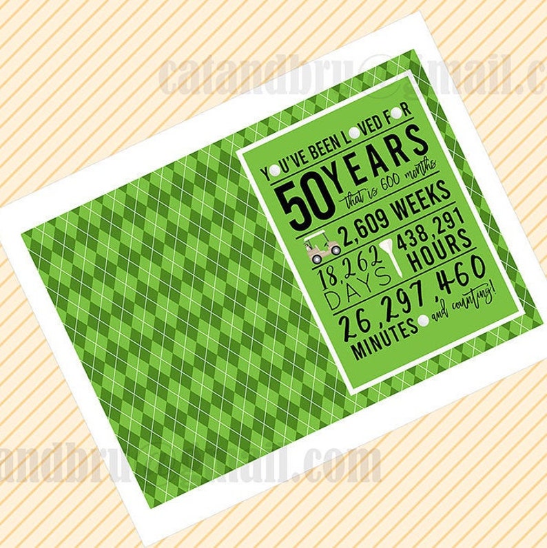 50th Golf Birthday Card Printable Birthday Card 50th - Etsy