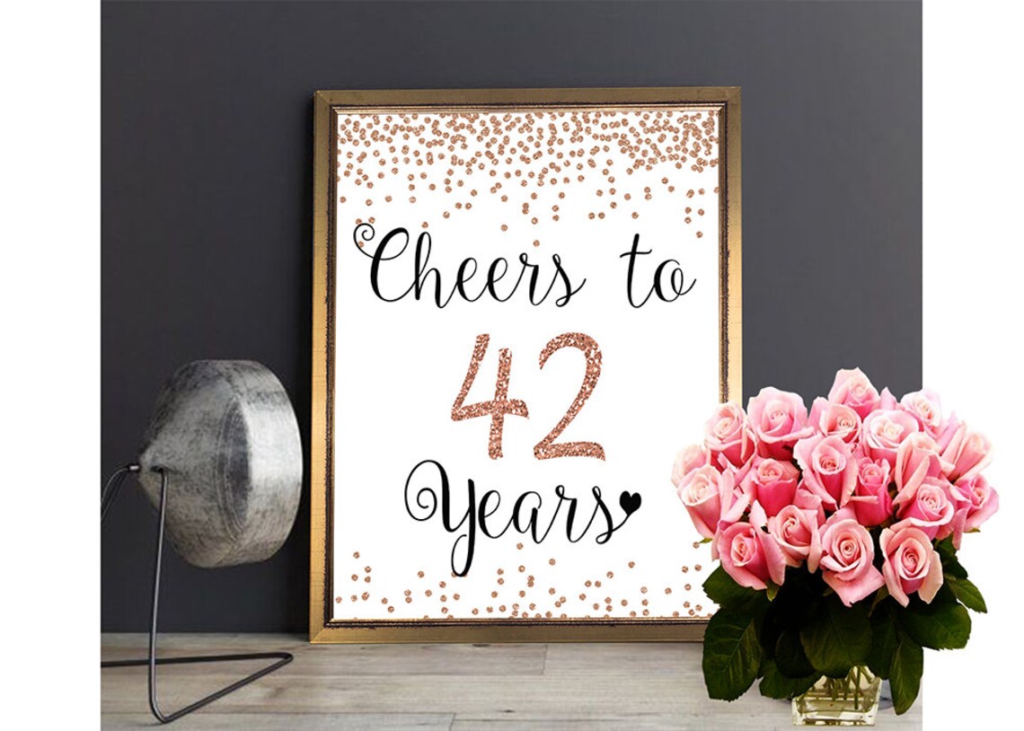 Cheers to 42 Years 42nd Birthday Sign 42nd Anniversary Sign - Etsy