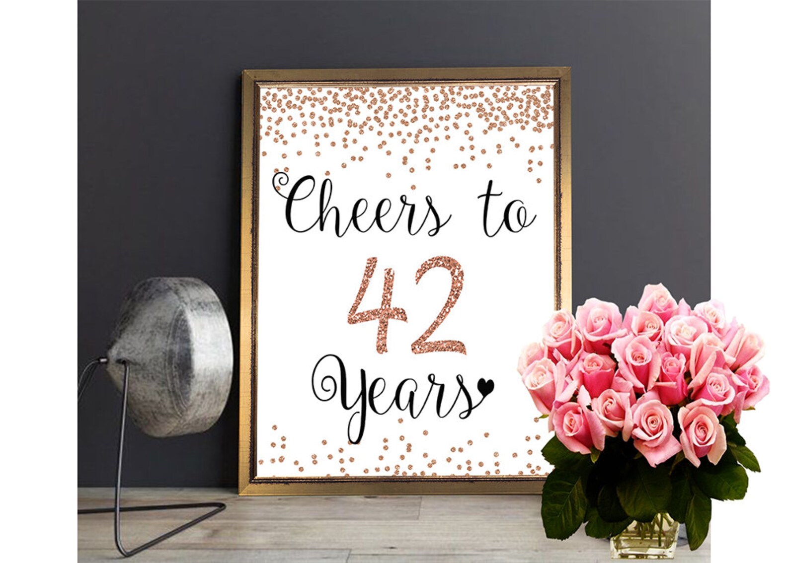 Cheers to 42 Years 42nd Birthday Sign 42nd Anniversary Sign - Etsy
