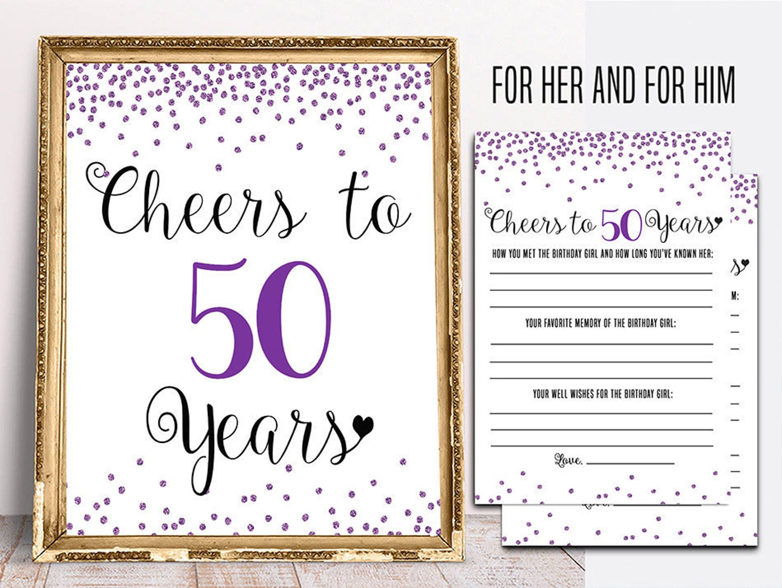 Purple 50th Birthday Pack 50th Birthday Game 50th Birthday | Etsy