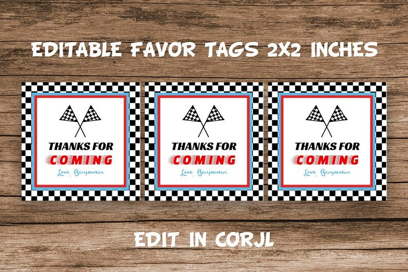 Editable Race Car Birthday Favor Tags Printable Racing Car - Etsy