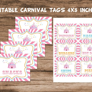 Pink Carnival Theme Party Bundle, Invitation & Decoration, Printable ...