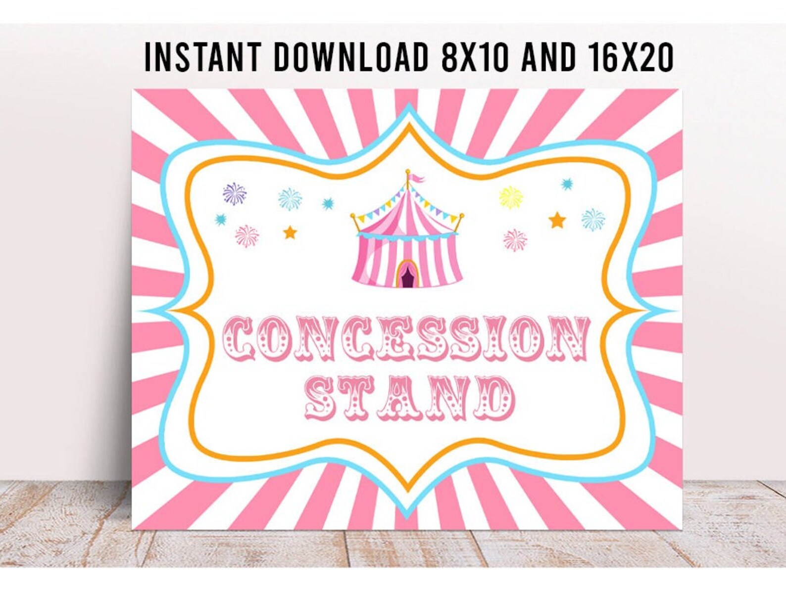 Pink Carnival Party Concession Stand Sign, Printable, Circus Birthday ...