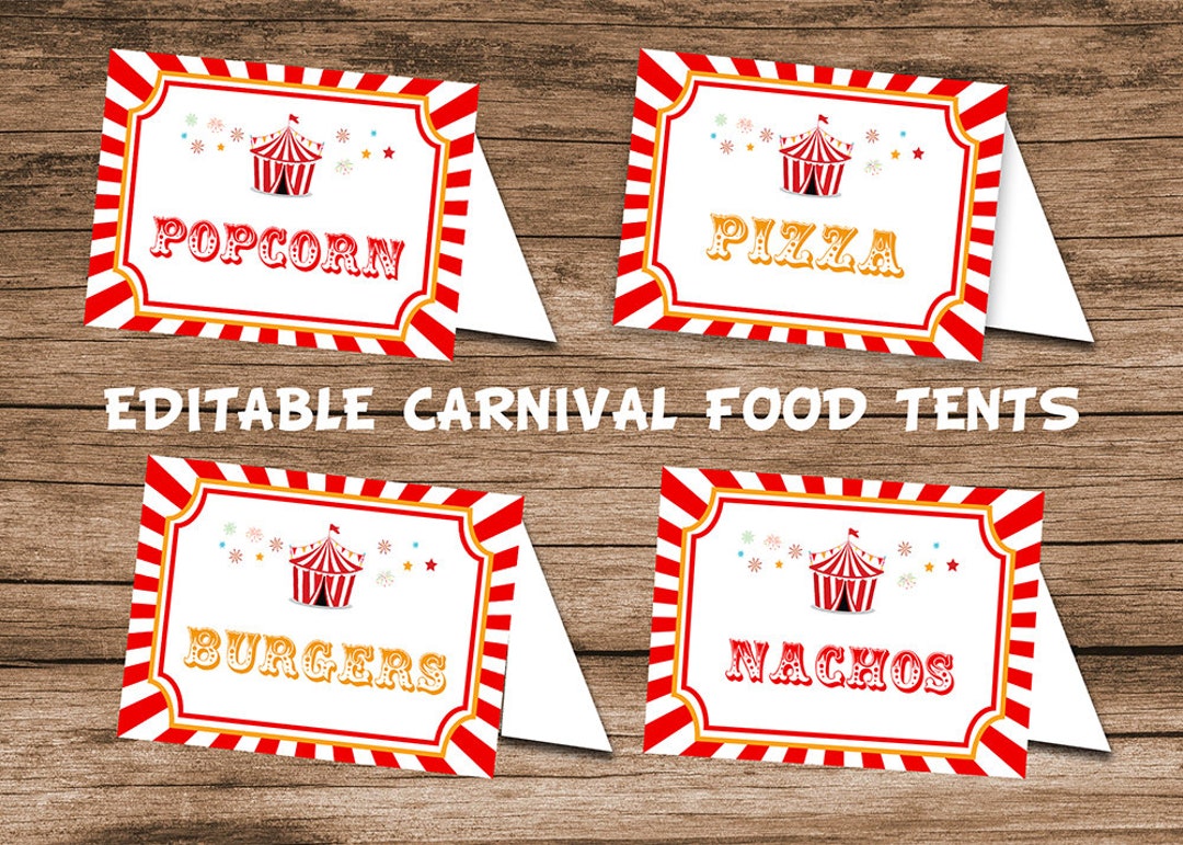 Editable Carnival Food Tent, Printable, Circus Tent Template, Circus ...