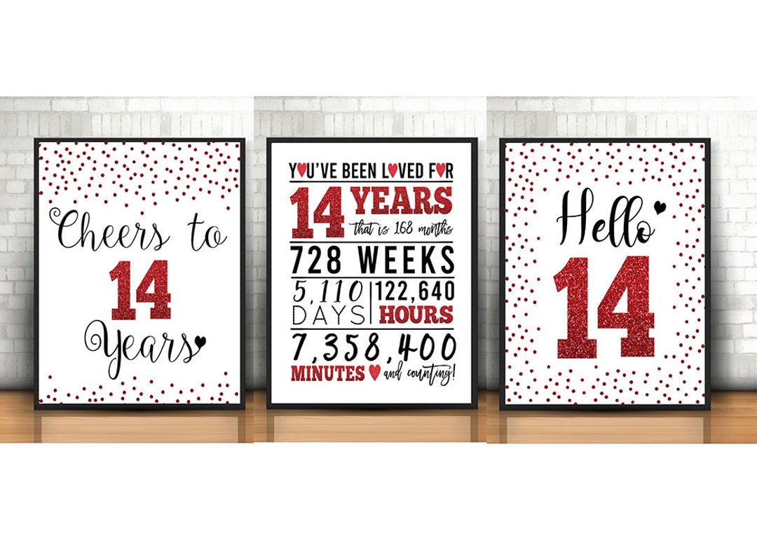 14th Birthday Decoration, 14th Birthday Signs Bundle, Cheers to 14 ...