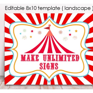 Editable Carnival Party Sign, Printable, Circus Tent Sign, Circus ...