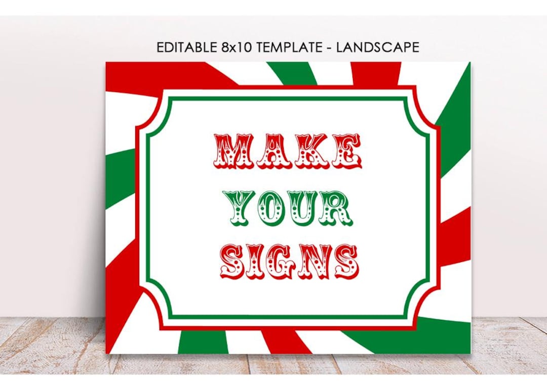 Editable Christmas Carnival Party Signs, Printable, 8x10 Landscape ...
