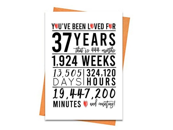 37th Birthday Card Printable Birthday Card 37th Birthday - Etsy