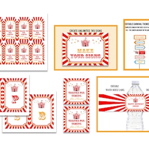 Carnival Theme Party Bundle, Invitations & Decor, Printable Package Set ...