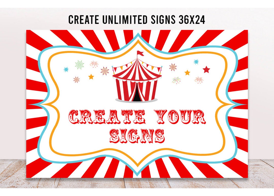 Editable Carnival Party Sign, 24x36, Printable, Circus Tent Sign ...