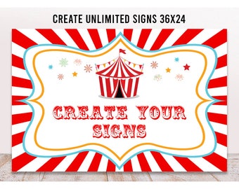 Carnival Editable Retro Party Sign Printable Circus Fun Sign - Etsy