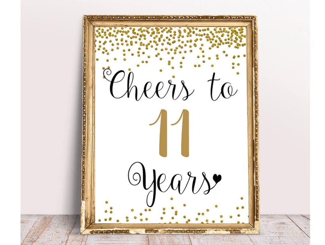 Rose Gold Cheers to 11 Years Sign, Hello 11 Years, Printable 11th ...