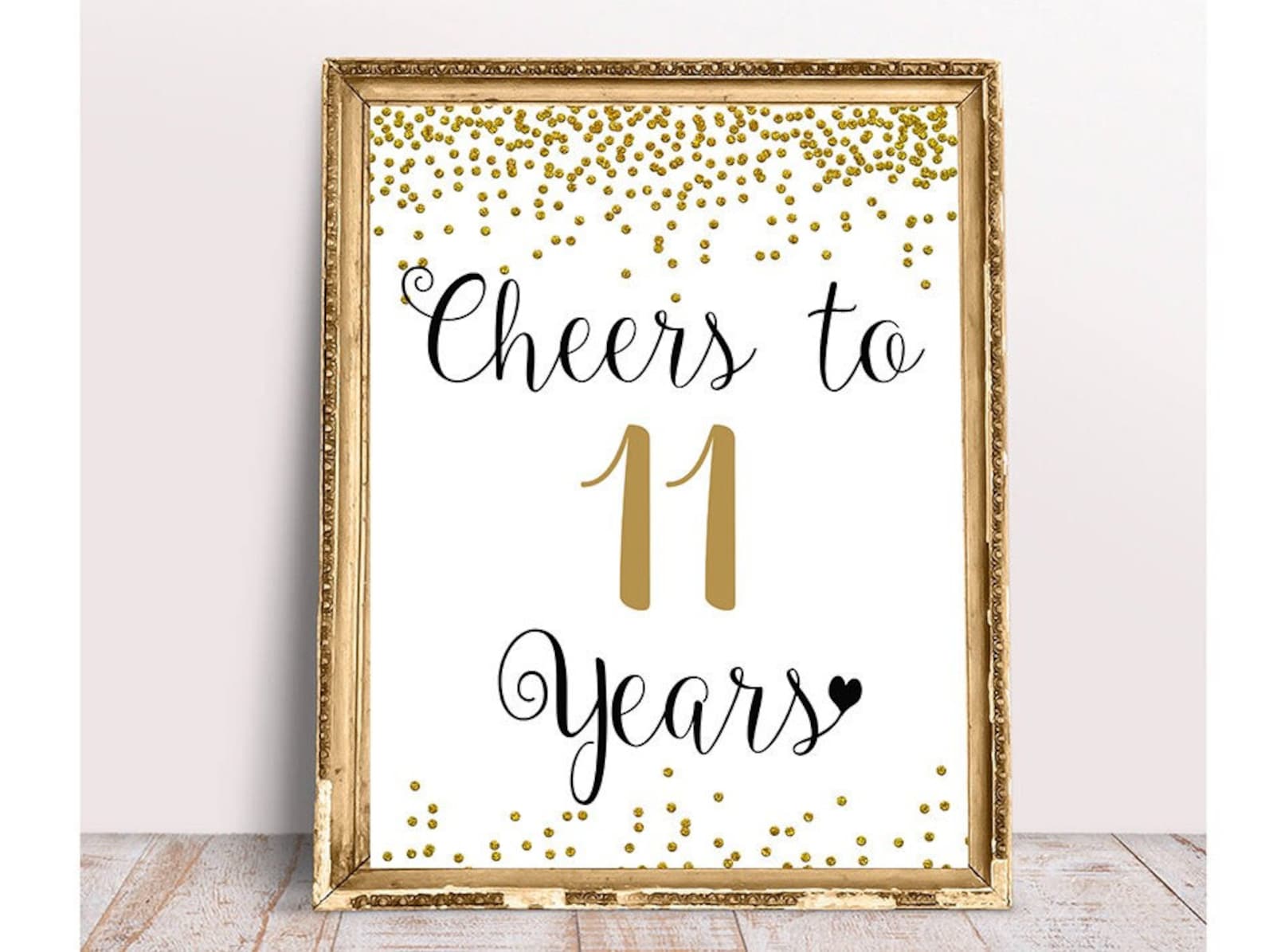 Rose Gold Cheers to 11 Years Sign Hello 11 Years Printable - Etsy
