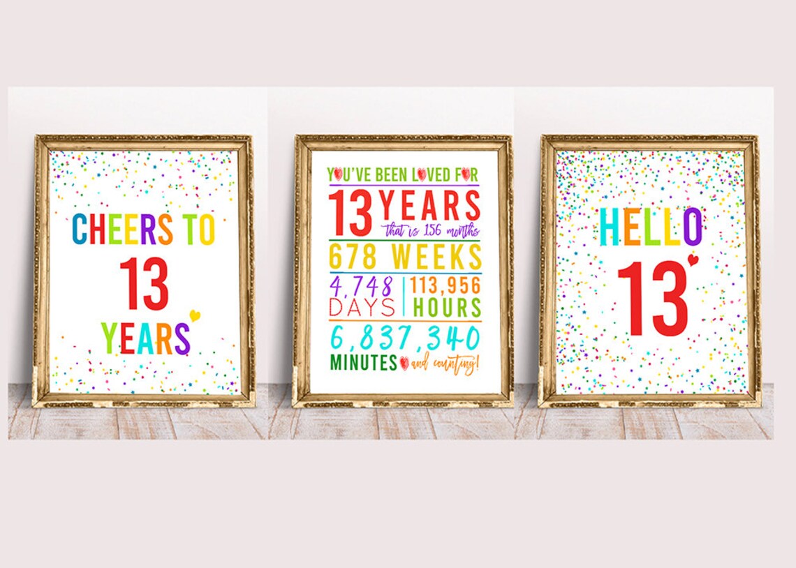 13th Birthday Signs Bundle Printable Cheers to 13 Years - Etsy