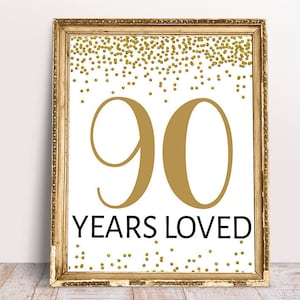 90 Years Loved, 4x6, 5x7, 8x10, 11x14, Cheers to 90 Years, 90th ...
